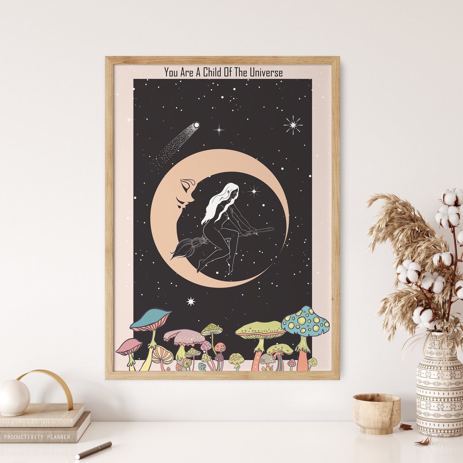 Moon Goddess Wall Art Poster, Psychedelic Art Print, Hippie Print ...
