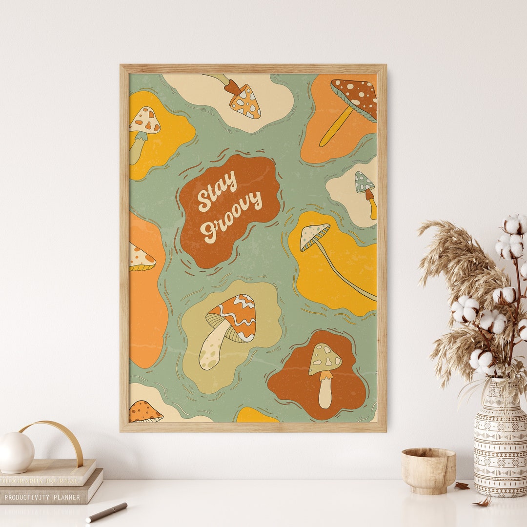 Stay Groovy Wall Art, 70s Wall Hanging, Retro Colorful Wall Art, Flower ...