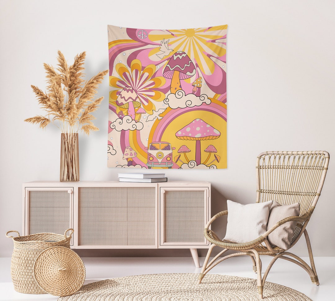 70s Wall Art Tapestry, Psychedelic Tapestry, Groovy Wall Hanging ...