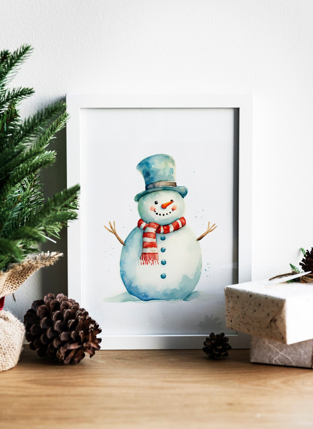 Snowman Art Print, Christmas Wall Decor, Merry Christmas Art Print ...