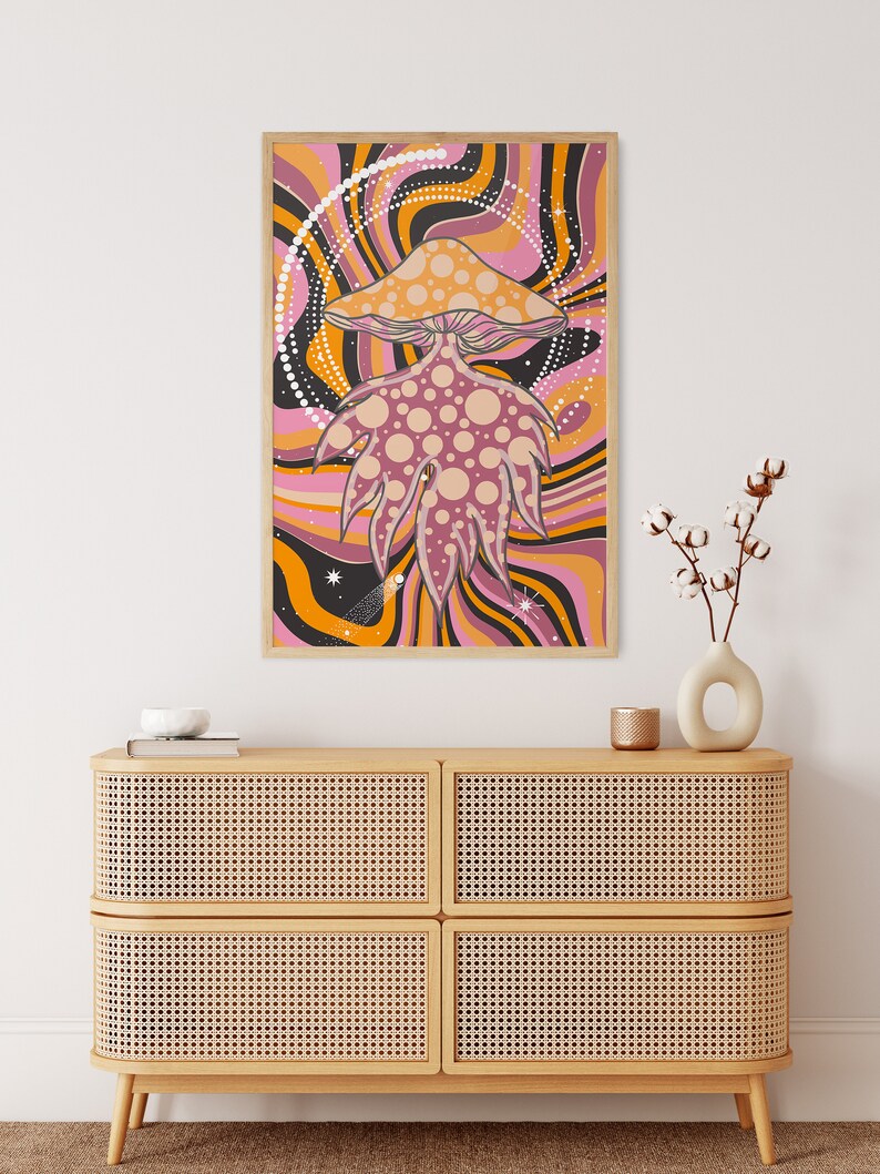 Psychedelic Art Print, 70s Wall Art, Groovy Art Poster, Colorful Retro ...