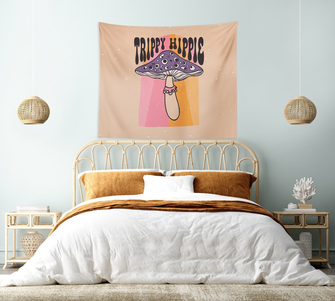 Trippy Hippie Wall Tapestry, 70s Retro Wall Art, Groovy Wall Hanging ...