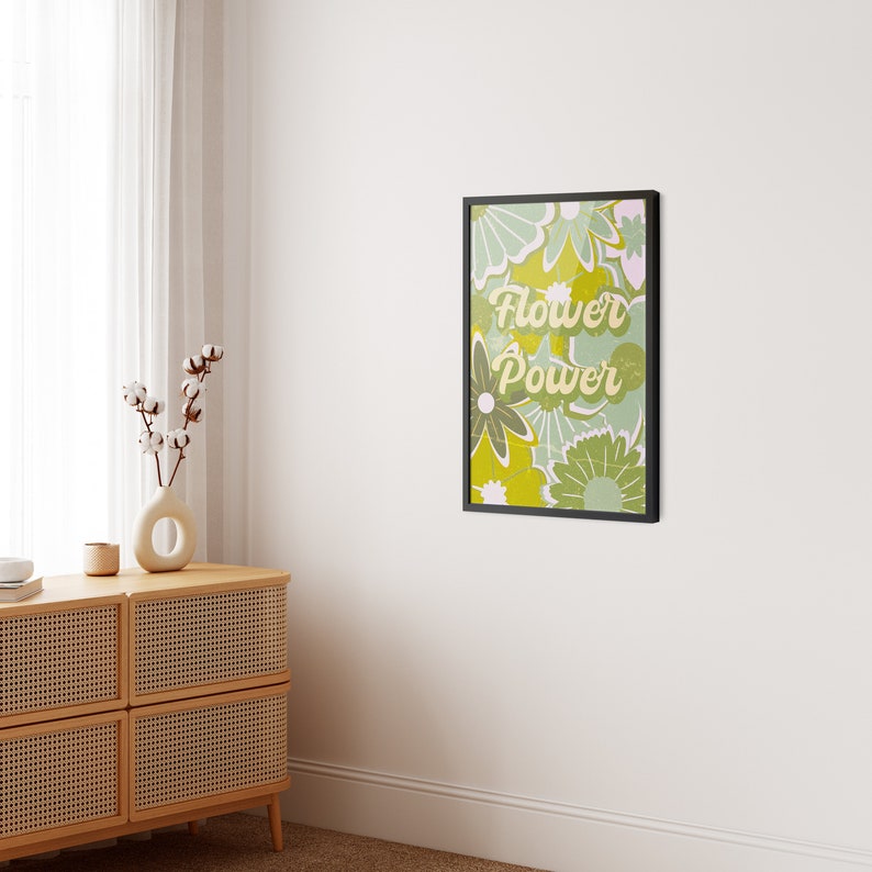 Flower Power Wall Art, Vintage Poster, Retro Wall Decor, Hippie Wall ...