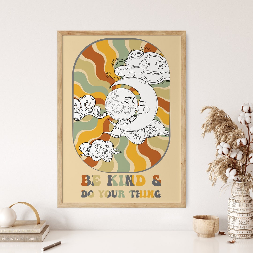 Be Kind Do Your Thing Wall Art Print, 70s Groovy Art Poster, Vintage ...