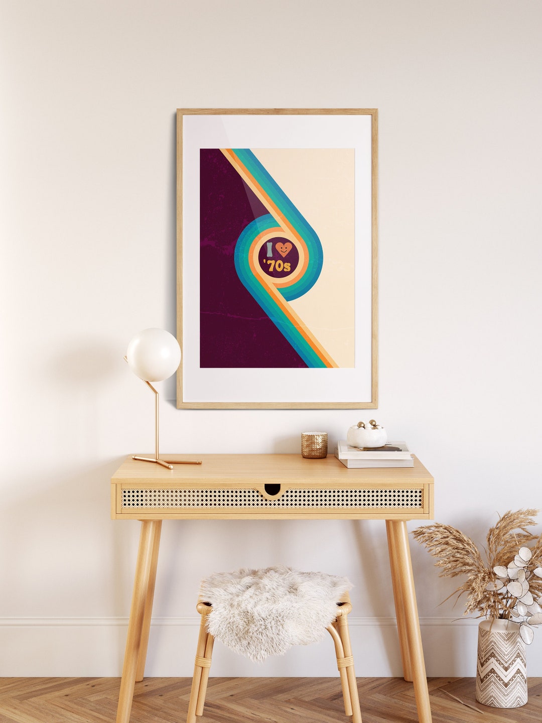 I Love 70s Wall Art, Hippie Print, Vintage Poster, Colorful Art ...