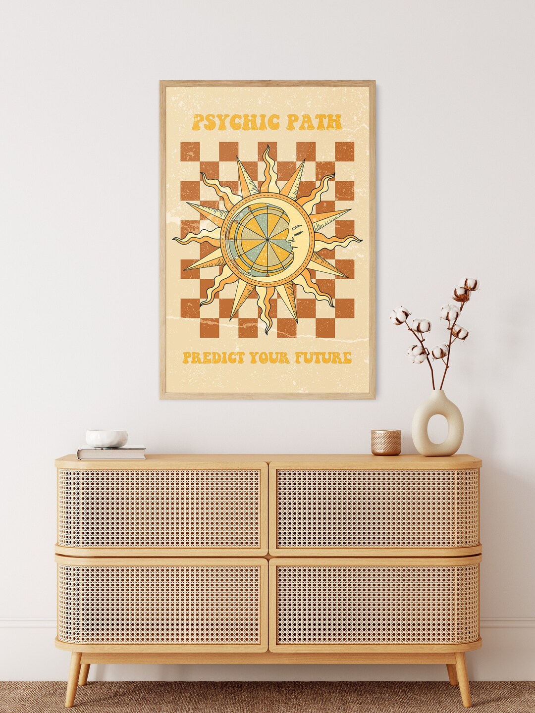 Sun and Moon Art Poster, 70s Retro Wall Print, Colorful Art Poster ...