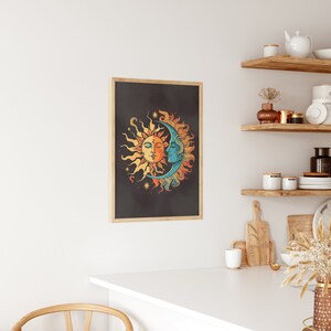 Sun and Moon Wall Art Poster, Cosmic Wall Art Decor, Celestial Art ...