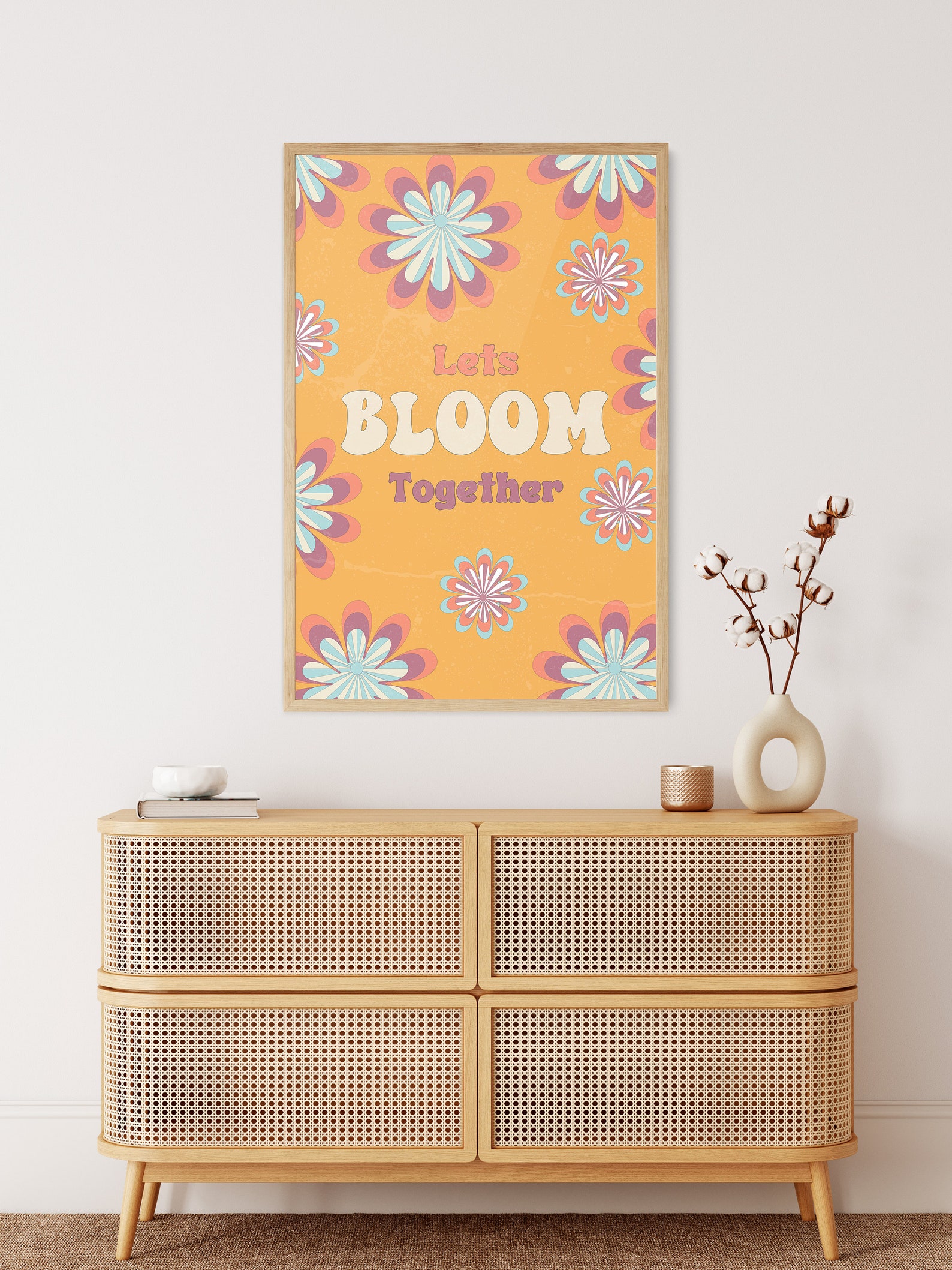 Lets Bloom Together Wall Art Flower Child Wall Print 70s - Etsy