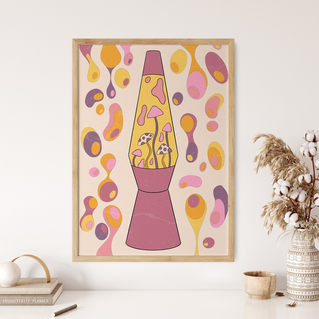 Lava Lamp Wall Art, Mushroom Wall Decor, 70s Wall Decor, Groovy Wall ...