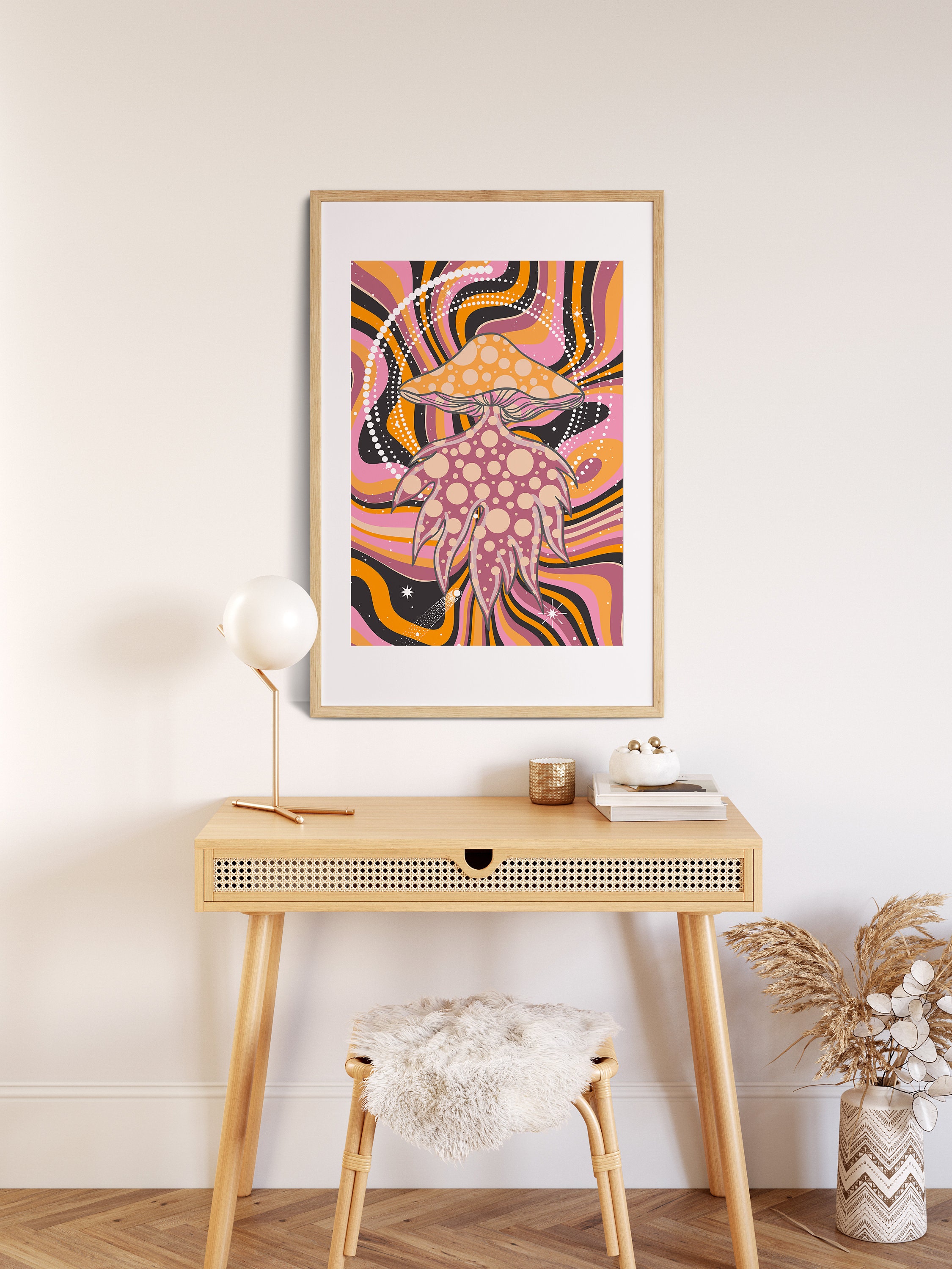 Psychedelic Art Print, 70s Wall Art, Groovy Art Poster, Colorful Retro ...