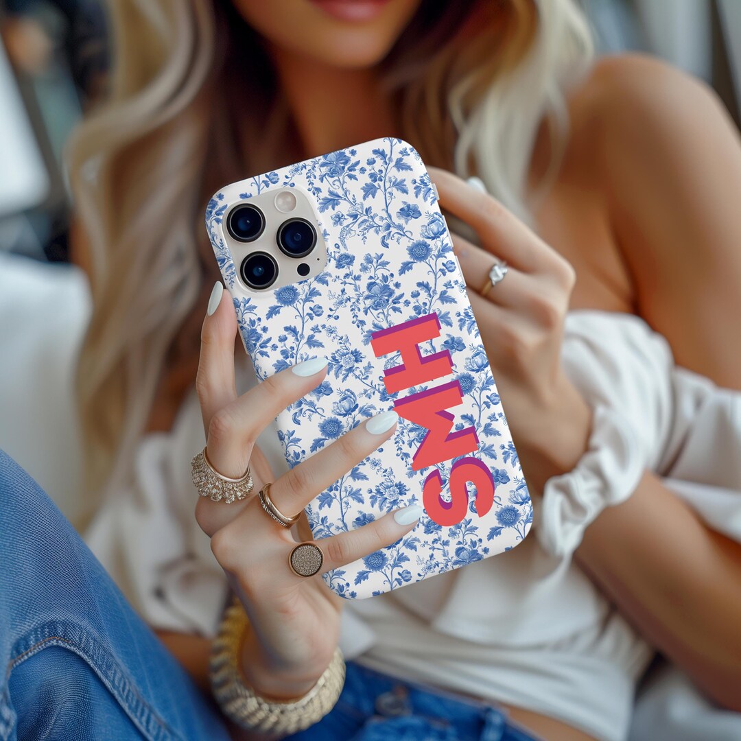 Personalized Toile Phone Case, Cottagecore Phone Case, Custom Monogram ...