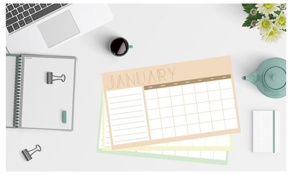 Monthly Blank and Simple Calendar Colorful Printable - Etsy