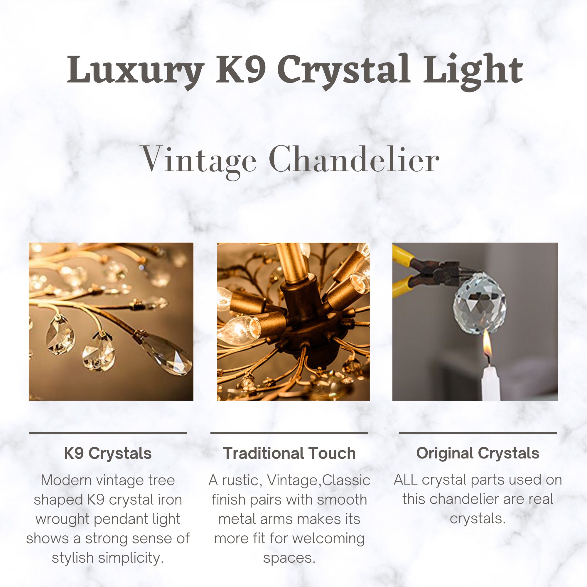 Vintage Gold K9 Crystal Chandelier, Tree Design Ceiling Lamp - Etsy