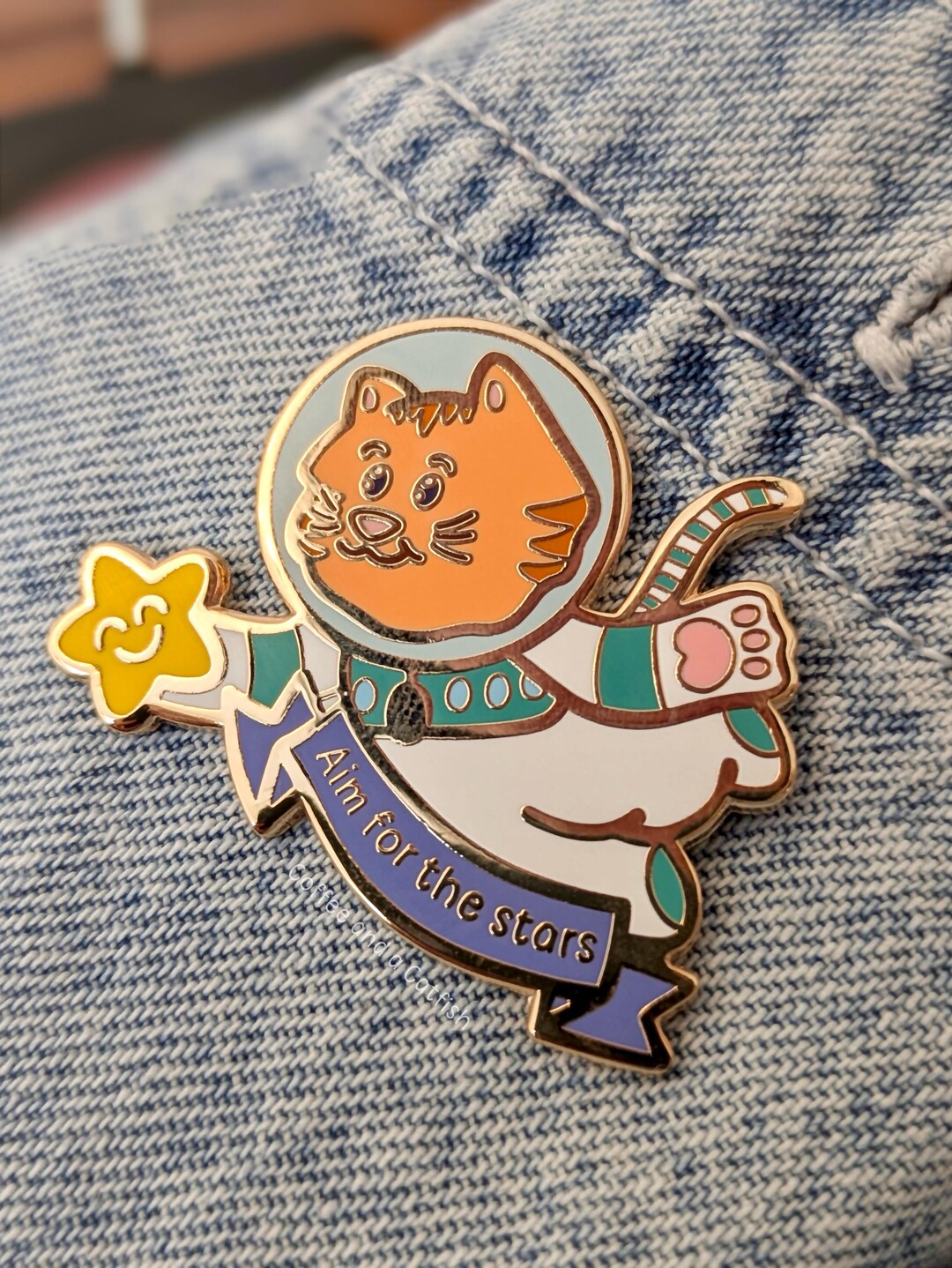 Space Cat Enamel Pin | Motivational Enamel Pin, Cat Pins, Cute Enamel Pins, Space Themed Pins ...