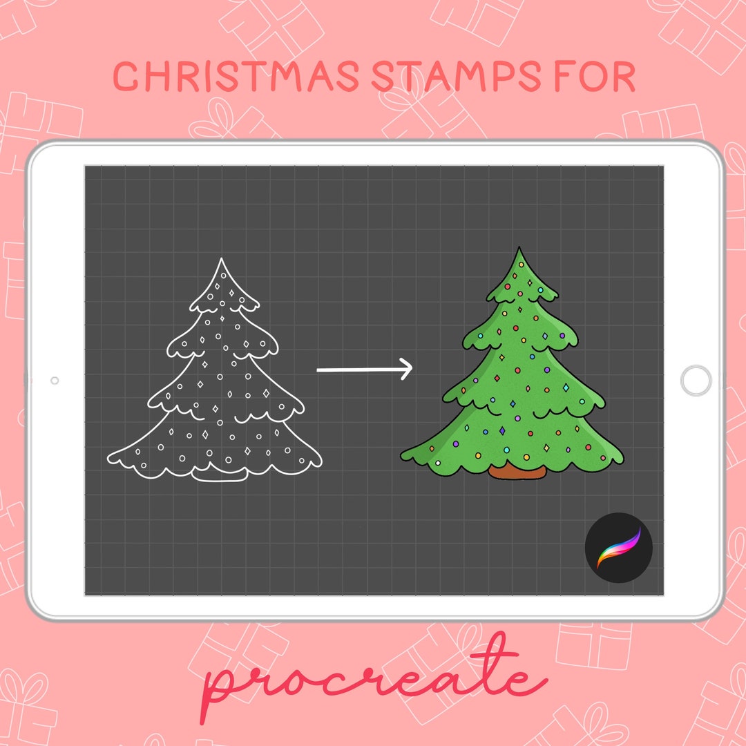 Cute, Affordable Procreate Christmas Tree Stamps | Stamps for Procreate ...
