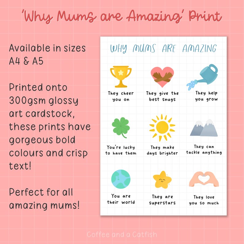 Why Mums Are Amazing | Art Print Birthday Gift for Mum, Wall Art for ...