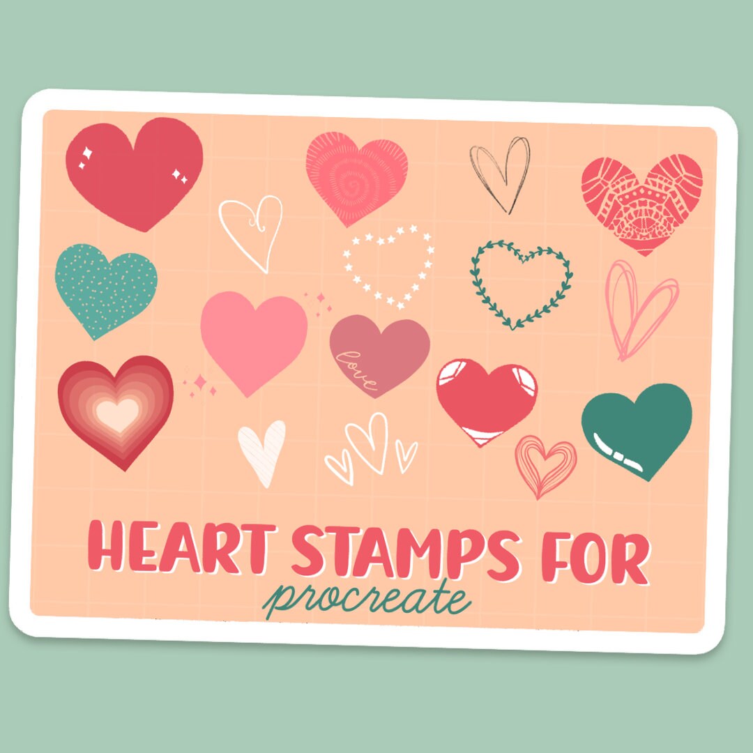 Heart Brush Procreate, Procreate Heart Stamps, Valentine Procreate ...