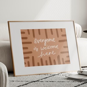 Everyone is Welcome Here Print | Boho Wall Art Print, Cosy Brown Wall ...