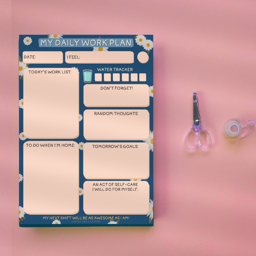 Daily Work Planner Work Organiser Plan My Day Work From - Etsy