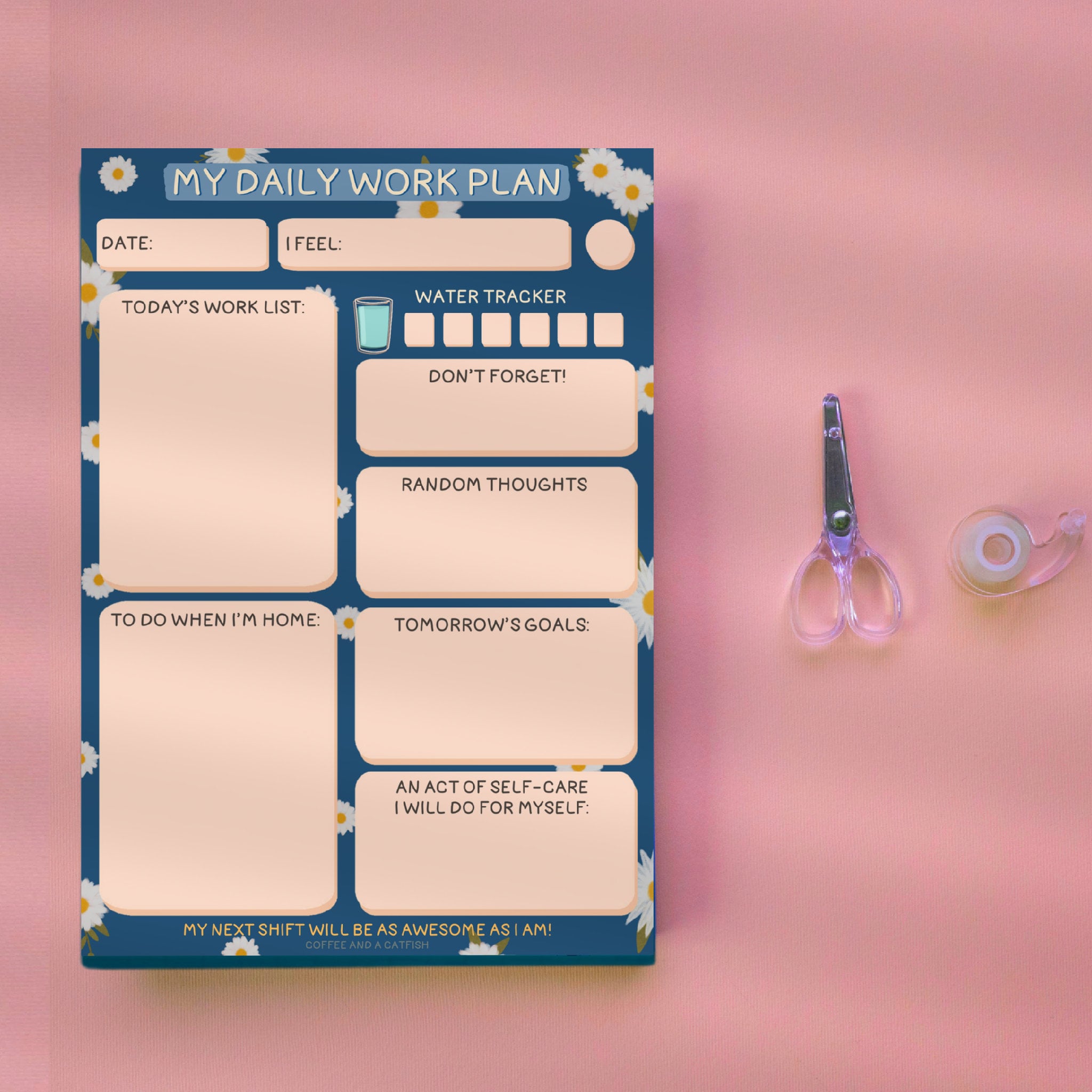 Daily Work Planner Work Organiser Plan My Day Work From - Etsy