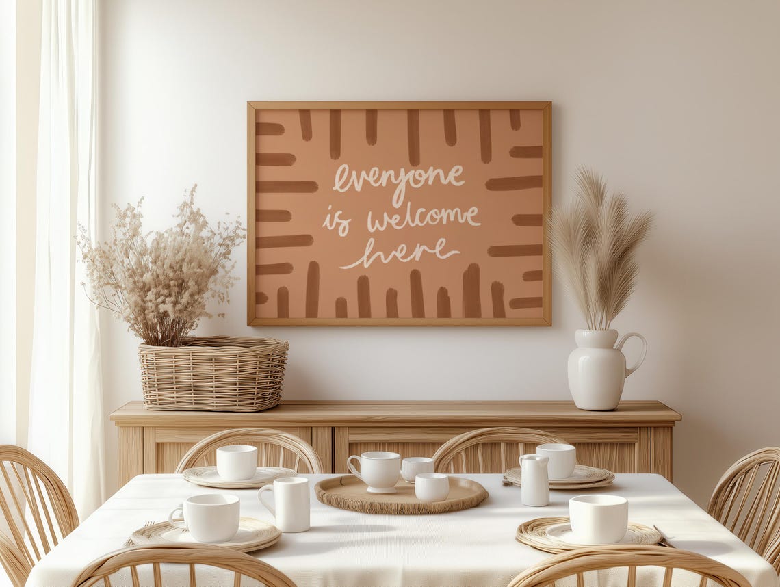 Everyone is Welcome Here Print | Boho Wall Art Print, Cosy Brown Wall ...