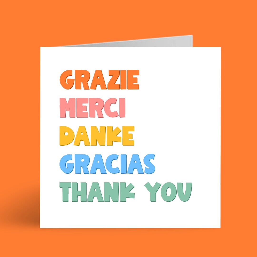 Simple Thank You Card, Thank You Card Multilingual, Cute Thank You ...