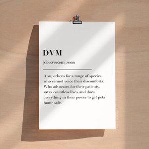 DVM Definition Print | Veterinarian Definition Print, DVM Gift, Thank ...