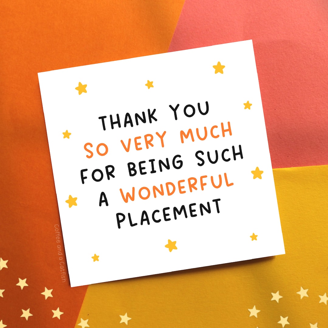 Thank You Placement Card | Thank You for Your Help During Placement ...
