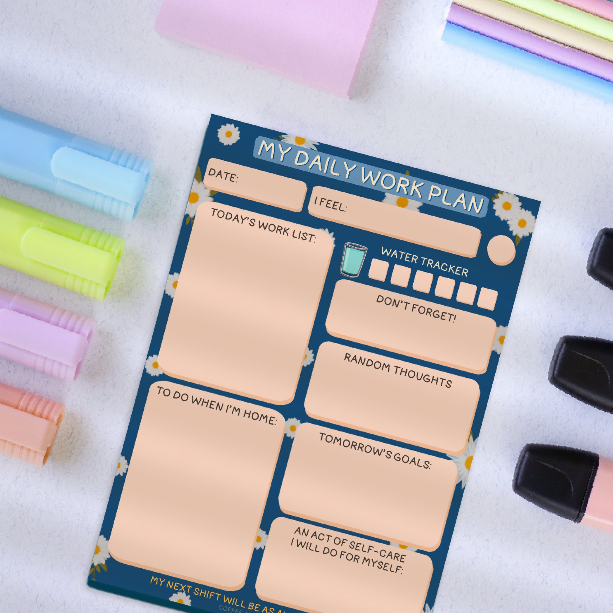 Daily Work Planner Work Organiser Plan My Day Work From - Etsy