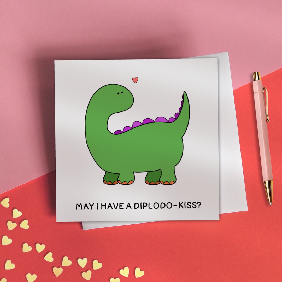 Cute Dinosaur Love Card | Funny Dino Anniversary Card for Him, Dinosaur ...