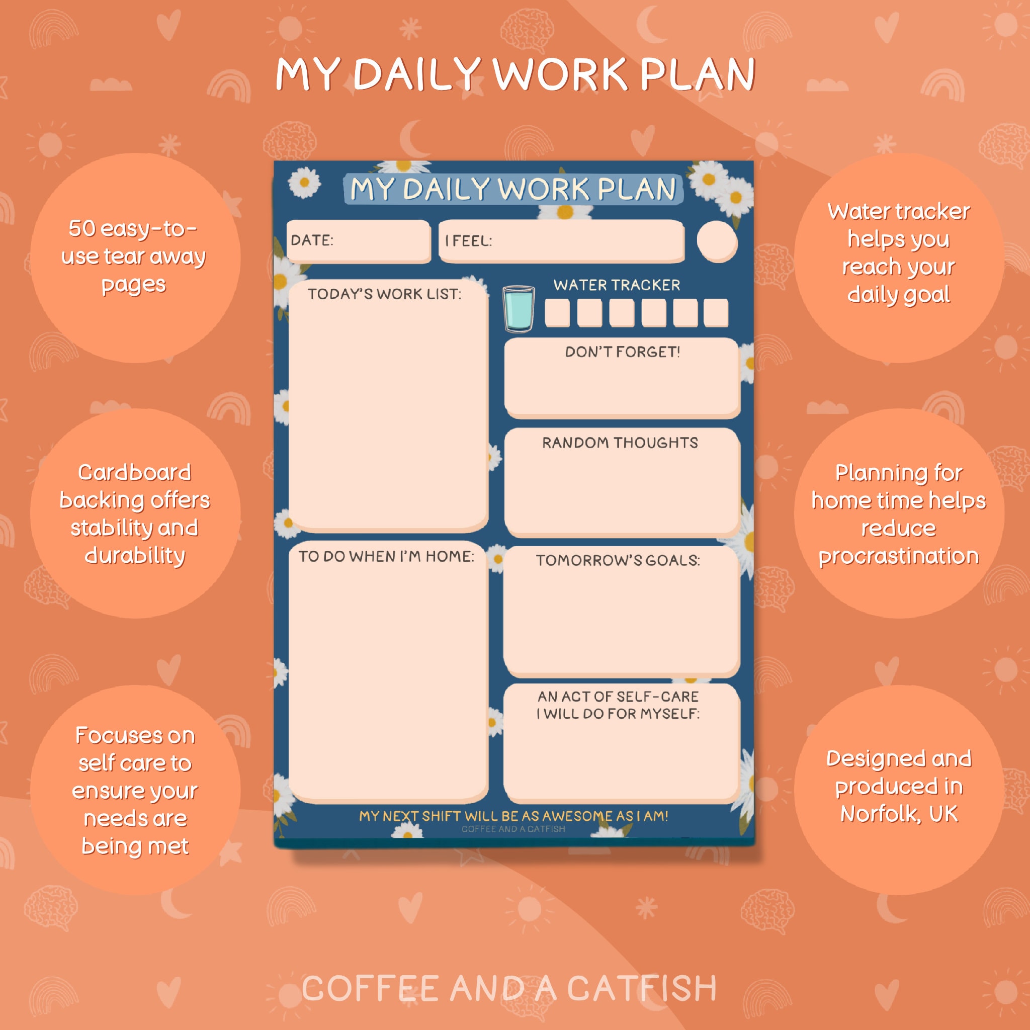 Daily Work Planner Work Organiser Plan My Day Work From - Etsy