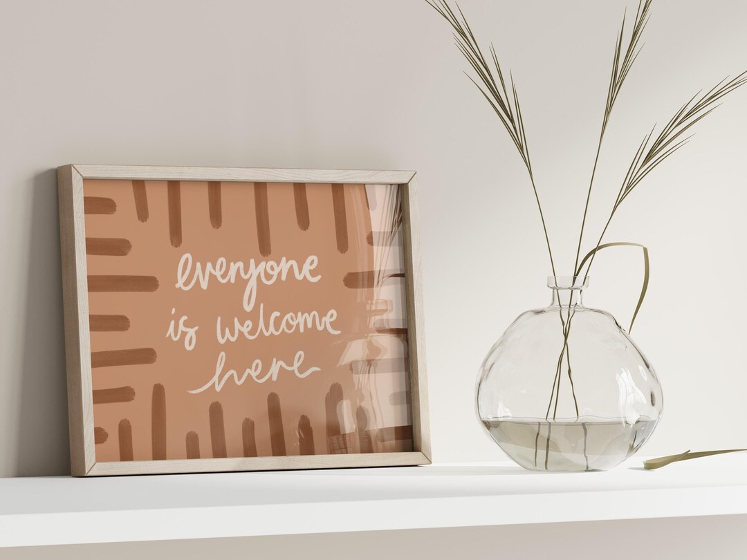 Everyone is Welcome Here Print | Boho Wall Art Print, Cosy Brown Wall ...