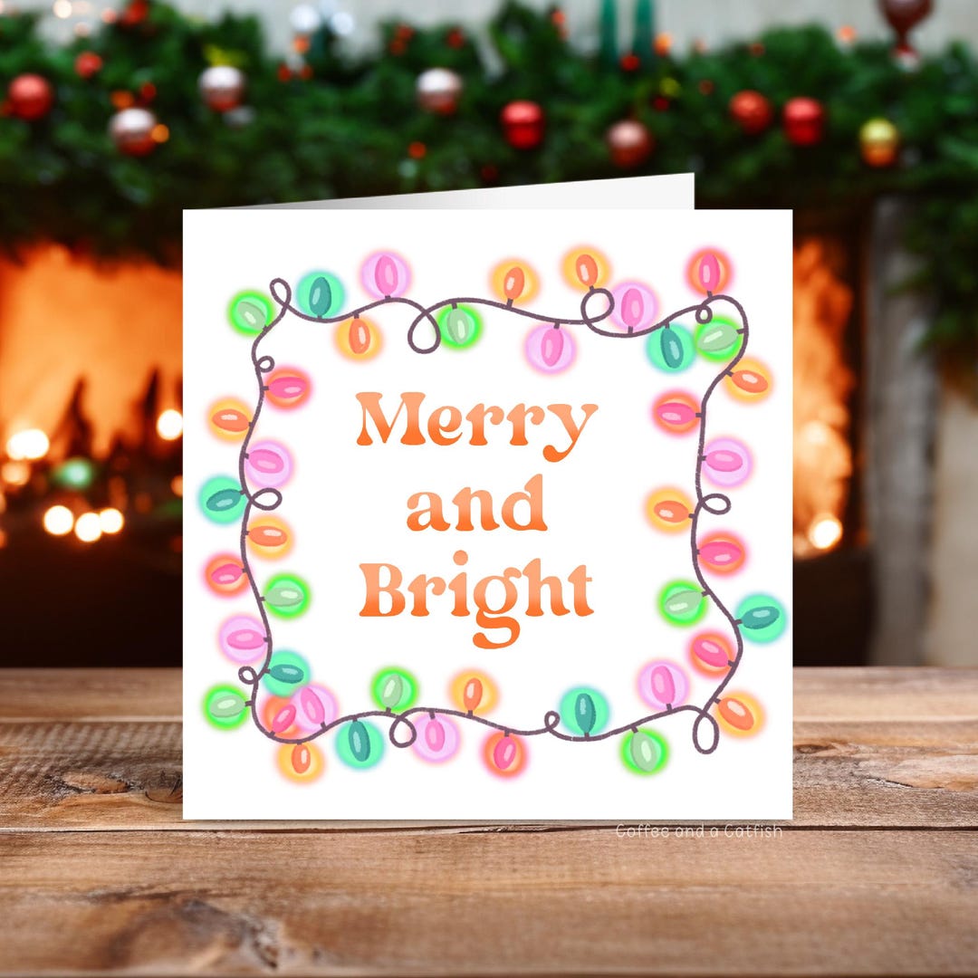 Merry and Bright Christmas Card | Cute Illustrated Christmas Card ...