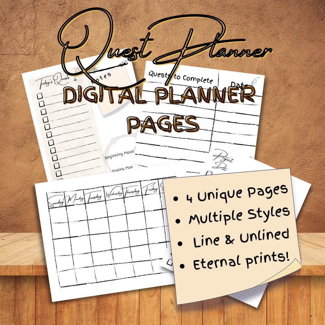 Quest Planner for Life Printable [digital File] Includes: Calendar ...