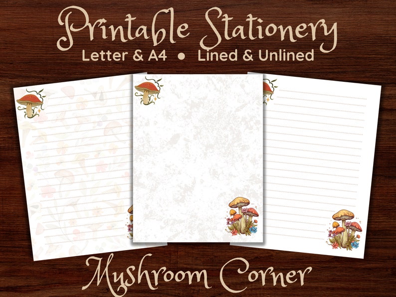 Mushroom Corner Stationery Printable Lined/unlined - Etsy