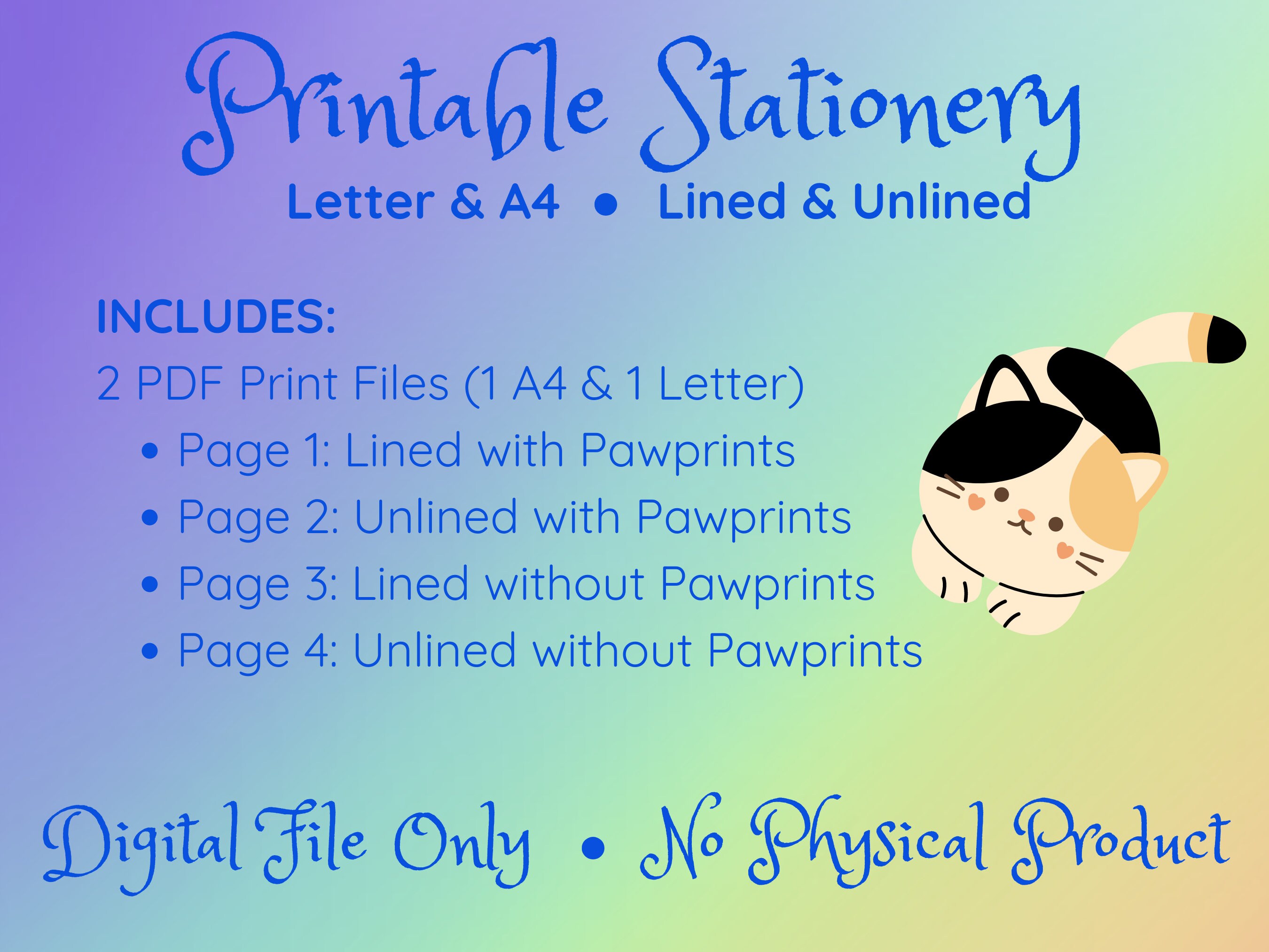 Printable Kittens Cats Stationery & Journal Pages Lined/unlined A4 ...