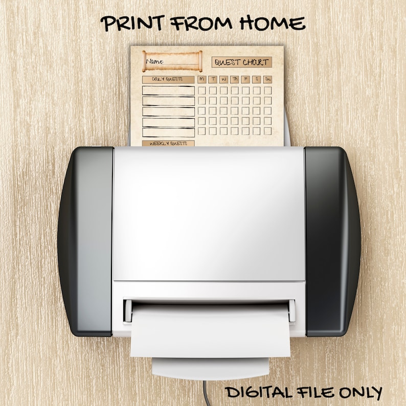 Quest Chore Chart Printable: Great for Fans of RPG, Fantasy, Gaming ...