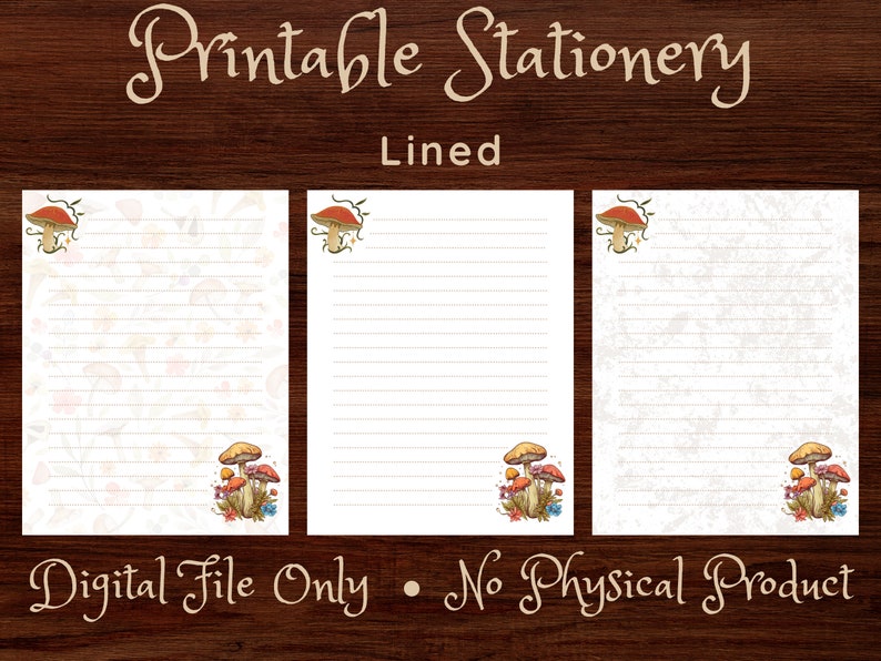 Mushroom Corner Stationery Printable Lined/unlined - Etsy