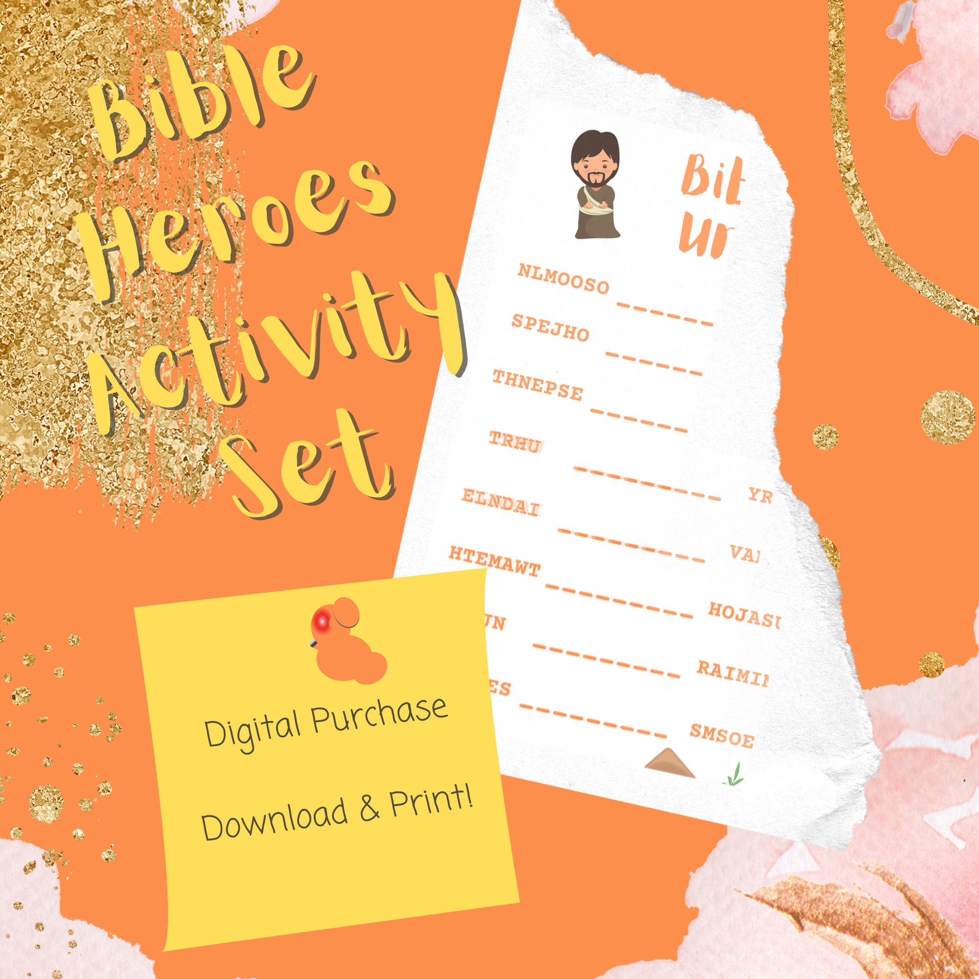 Kids Bible Activity Pack About Heroes! [digital Instant Download ...