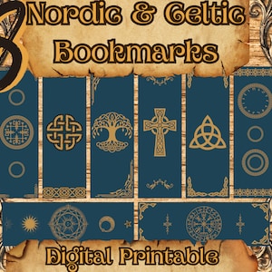 Printable Bookmarks Nordic and Celtic Theme - Bundle of 8 - 2 Color ...