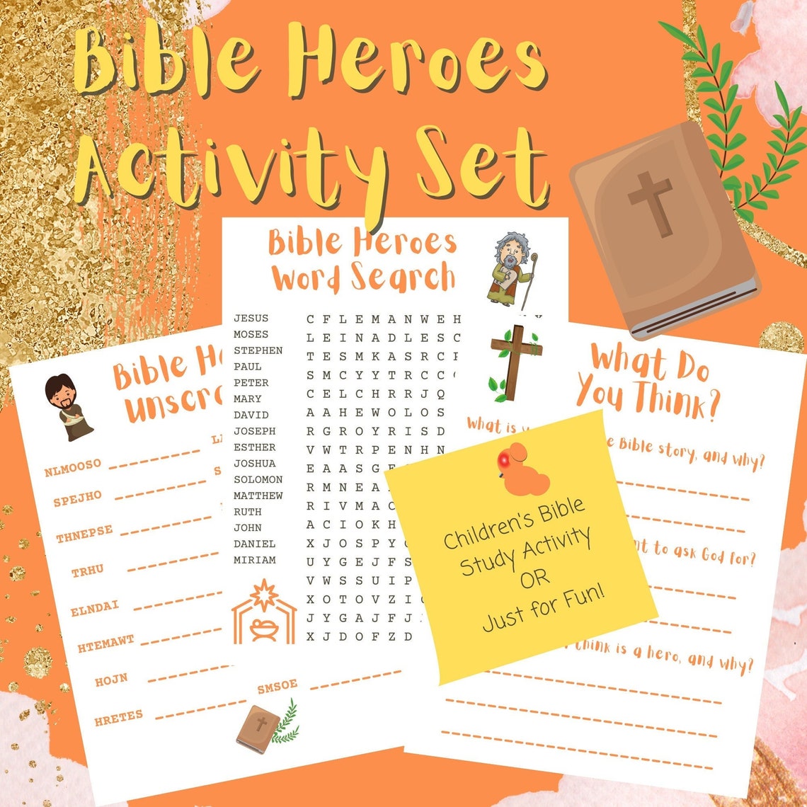 Kids Bible Activity Pack About Heroes! [digital Instant Download ...