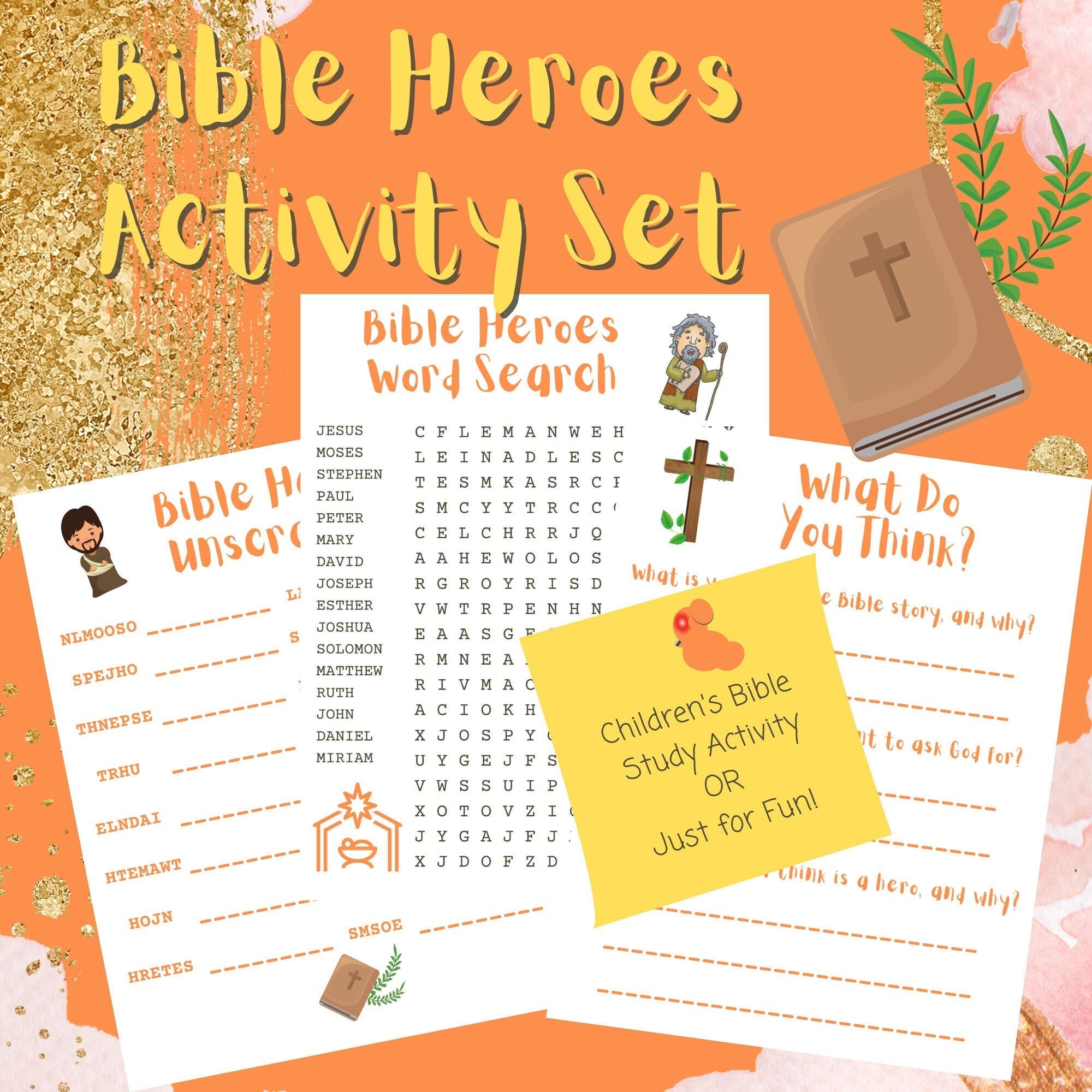 Kids Bible Activity Pack About Heroes! [digital Instant Download ...