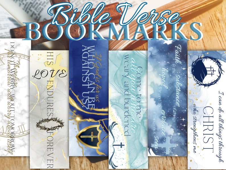 Bible Verse Printable Bookmarks X 6 DIY Craft Inspiring Christian Gift ...
