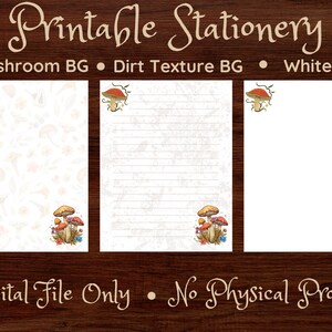 Mushroom Corner Stationery Printable Lined/unlined - Etsy