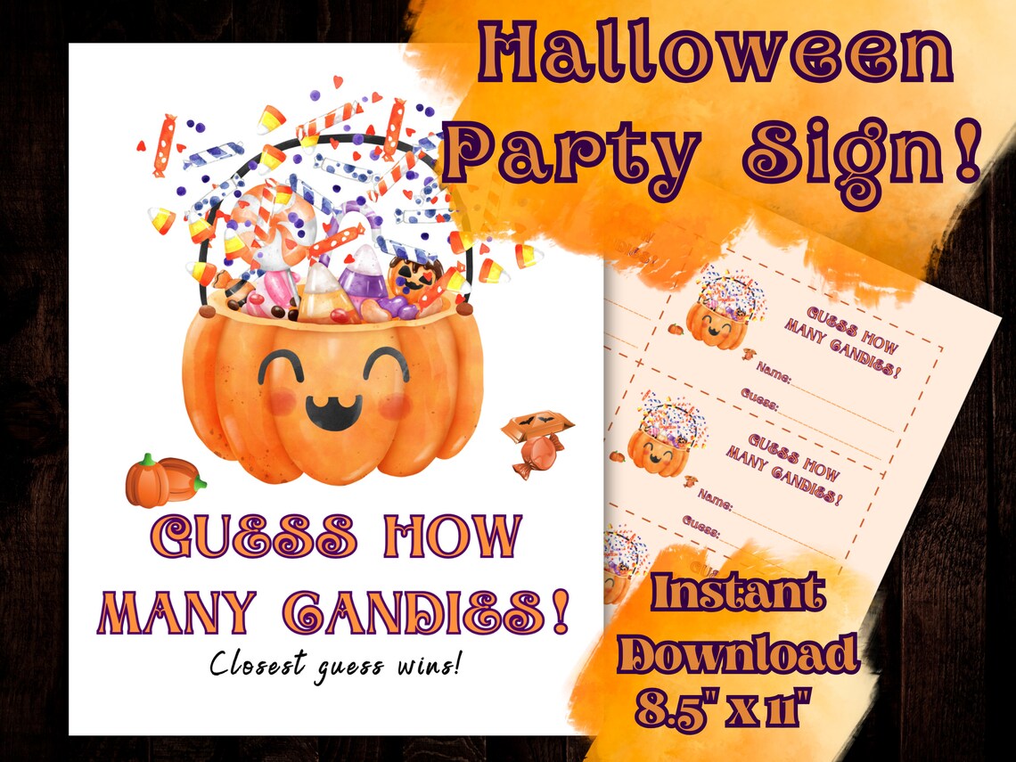 Halloween Guess How Many Candies Game Sign - Printable Instant Download ...