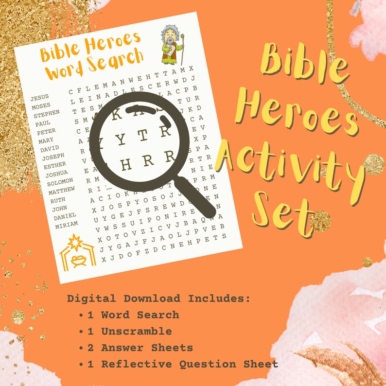 Kids Bible Activity Pack About Heroes! [digital Instant Download ...