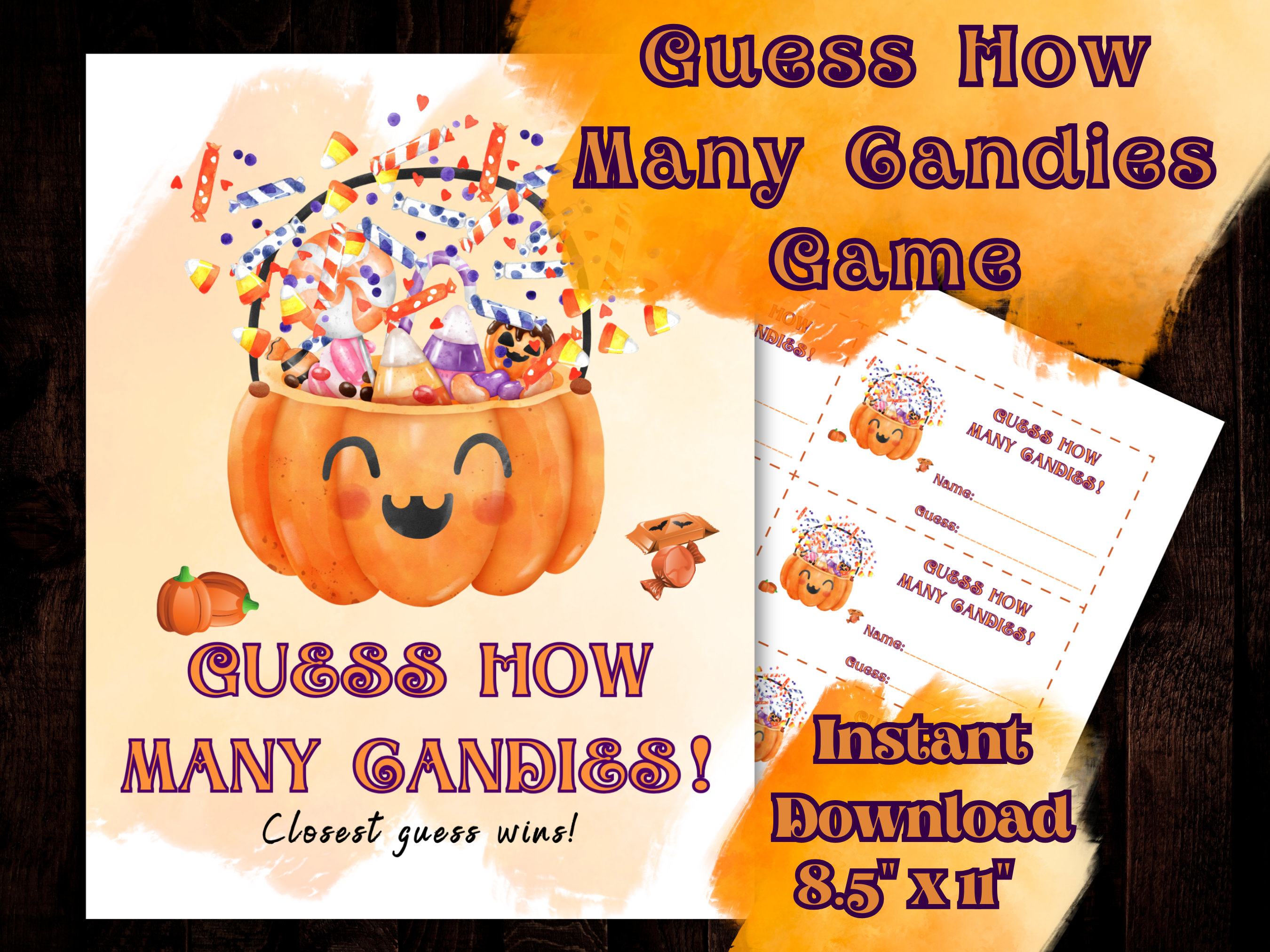 Guess the Weight of the Pumpkin/how Many Candies Party Games and ...
