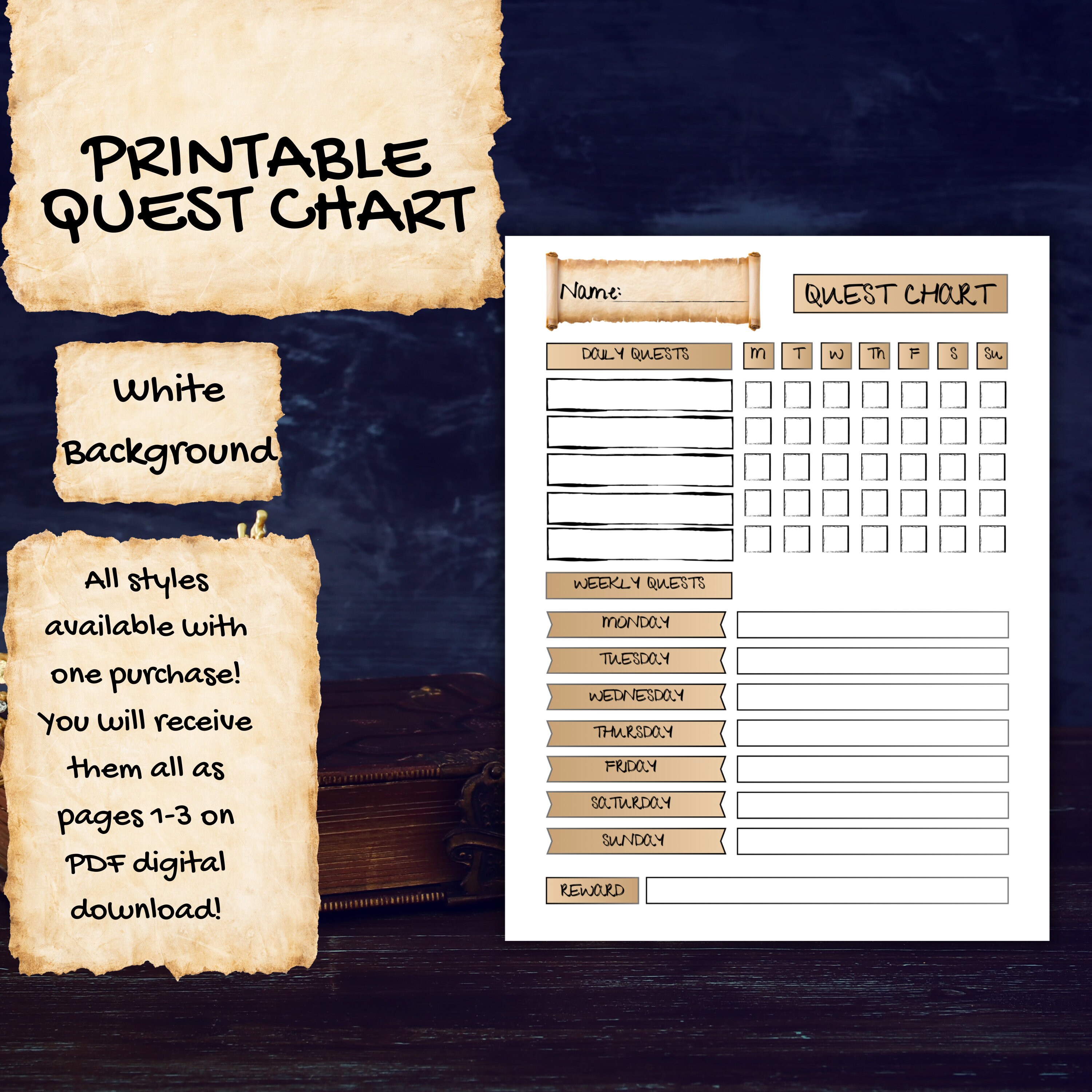 Quest Chore Chart Printable: Great for Fans of RPG, Fantasy, Gaming ...