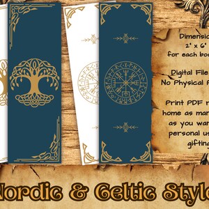 Printable Bookmarks Nordic and Celtic Theme - Bundle of 8 - 2 Color ...
