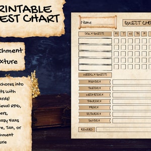 Quest Chore Chart Printable: Great for Fans of RPG, Fantasy, Gaming ...